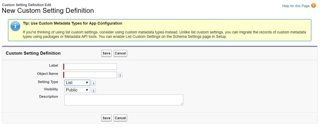 List Custom Setting disabled by default in Salesforce from Spring 18 ...